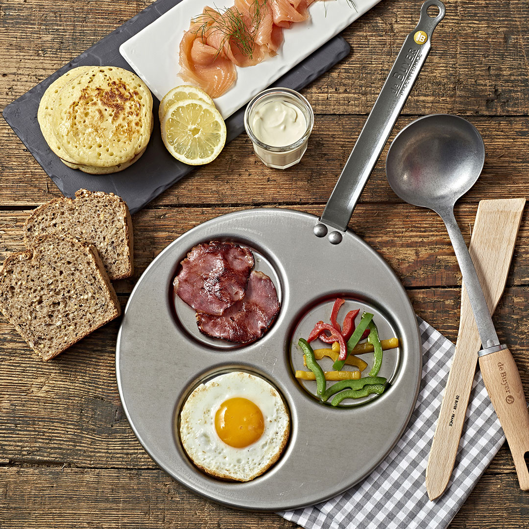 Pfanne für 3 Blinis Eisen MINERAL B Ø27cm - 3 Blinis Ø10cm - de Buyer