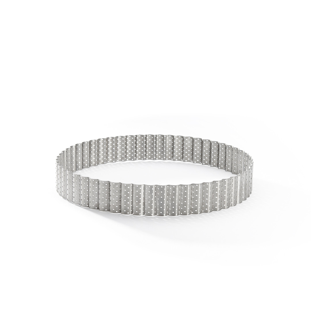Perforated fluted stainless steel tart ring Ø20cm - de Buyer