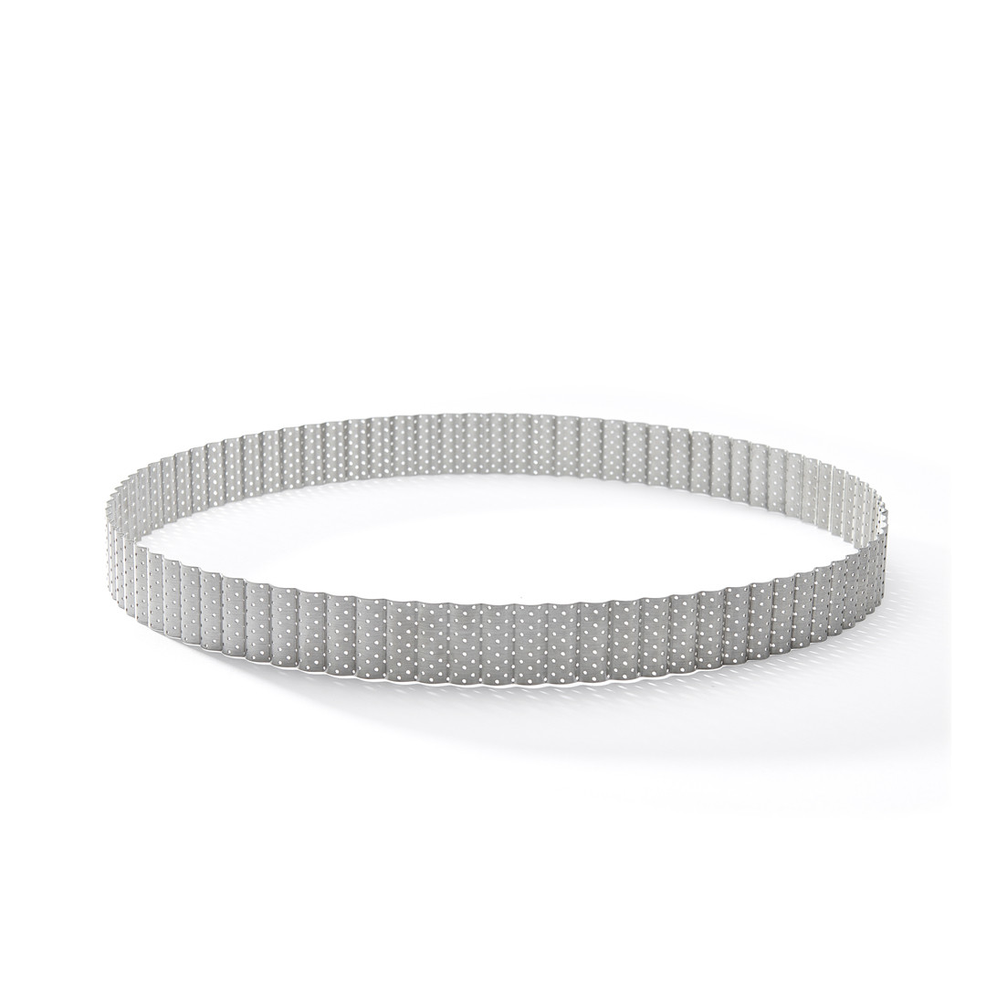 Round fluted tart ring, perforated stainless steel, stainless steel, ø ...