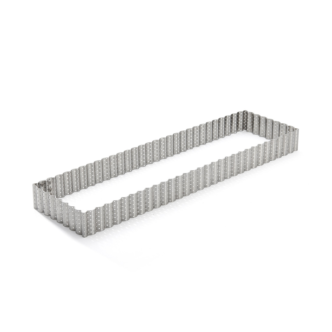 Rectangular fluted tart ring perforated stainless steel 32x10cm
