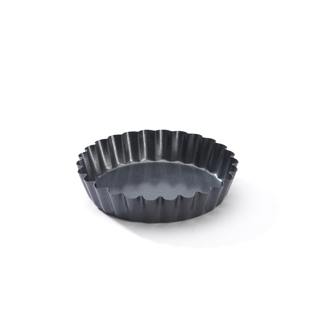 Tartlet round fluted mould, non-stick steel, coated steel, ø 10cm, Moulds - De Buyer