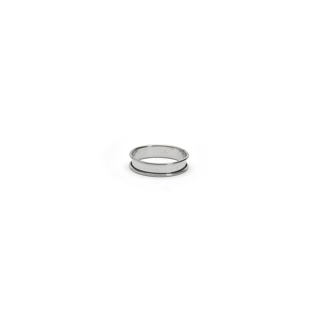 Perforated stainless steel tart ring rolled edge Ø8cm H.2cm - de Buyer
