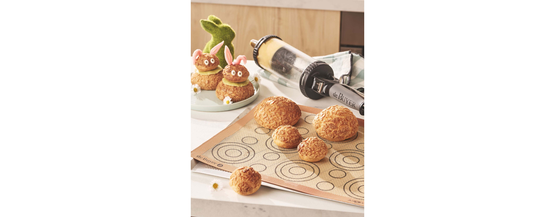 Easter cream puffs with salted butter caramel.